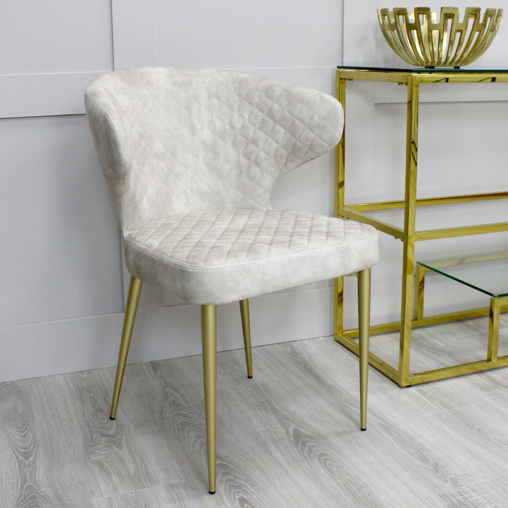 Cream Velvet Dining Chair With Quilting – Modish Furnishing