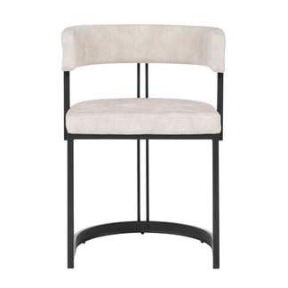 Curved Cream Velvet and Black Frame Dining Chair – Modish Furnishing