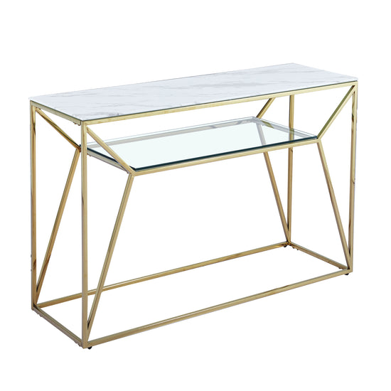 Ava White Marble Effect Console Table With Gold Legs – Modish Furnishing